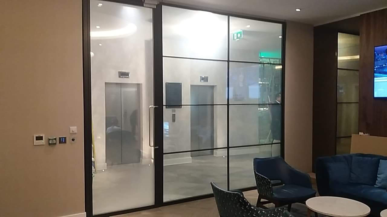 Industrial-style Framed Switchable Glass | Industrial Frame Smart Glass ...